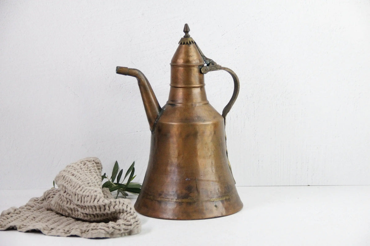 Antique copper Ewer - Rustic Middle Eastern Copper Pot – Debra Hall ...
