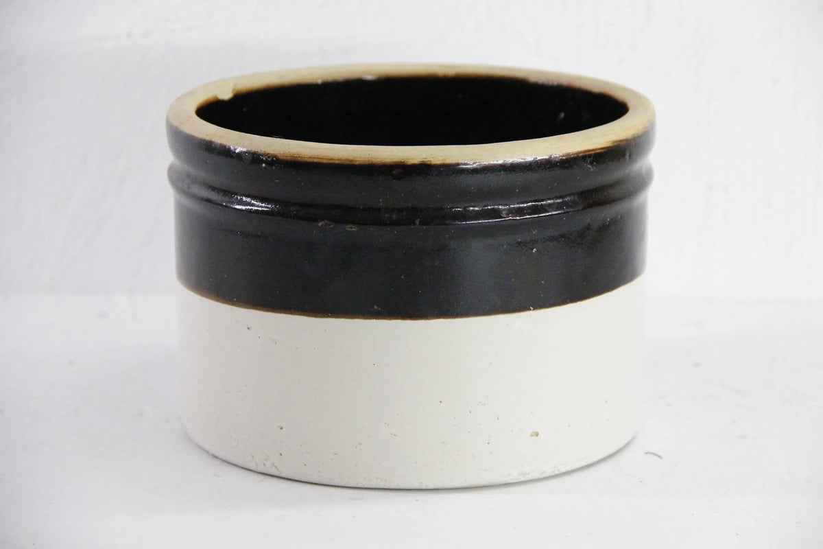 Antique Stoneware Crock Two Tone | Beige & Brown Dipped Glaze – Debra ...