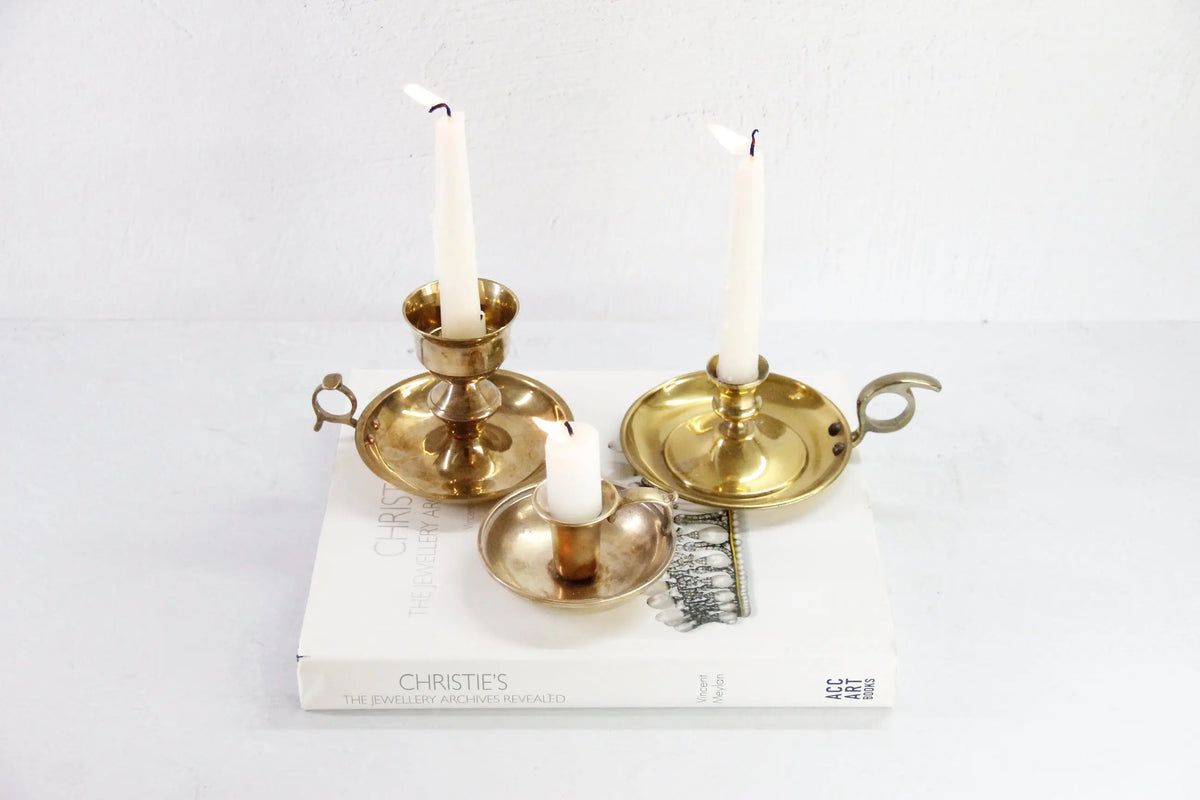 Assorted Vintage Candle Holder with Handle | Brass Candlestick – Debra ...