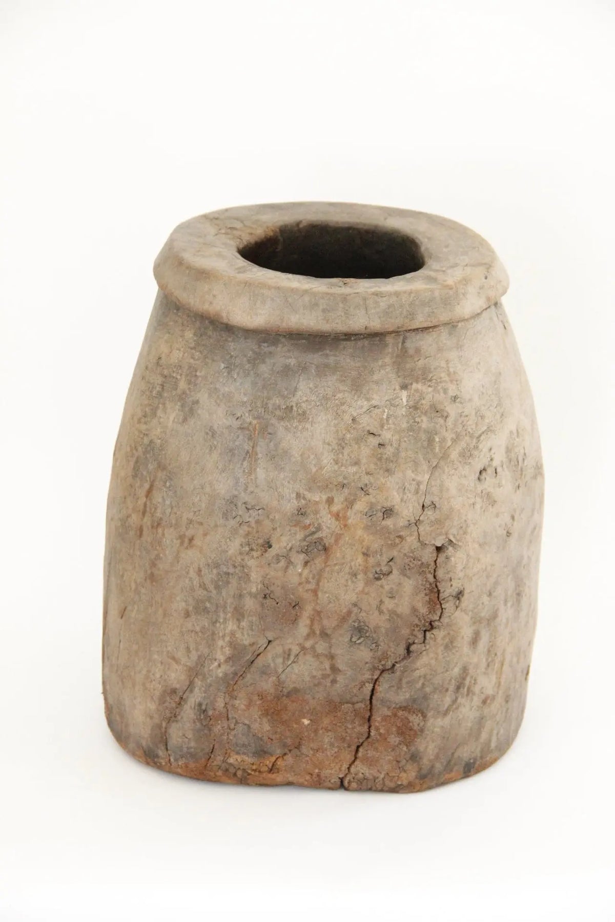 Antique Wooden Butter Churn | Large Carved Pot India | Debra Hall Lifestyle