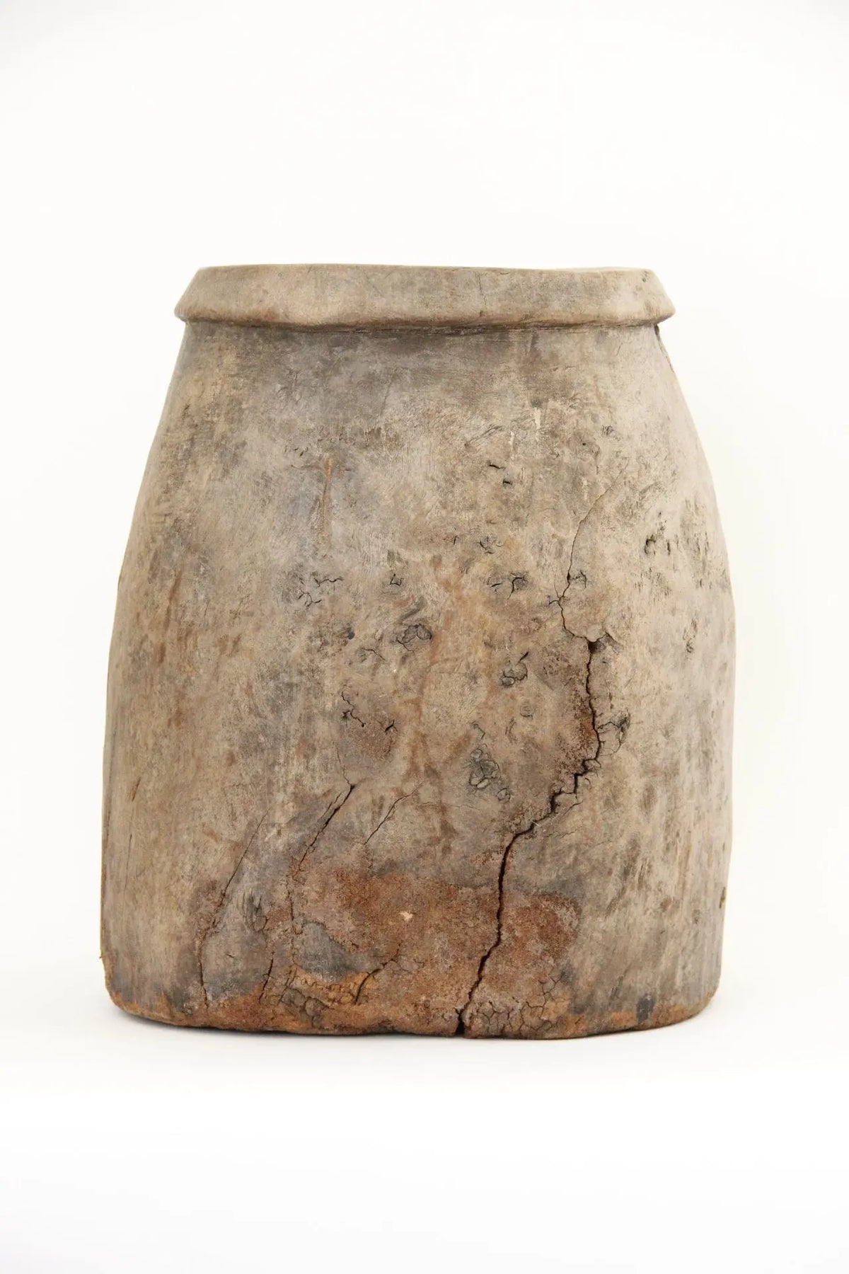 Antique Wooden Butter Churn | Large Carved Pot India | Debra Hall Lifestyle