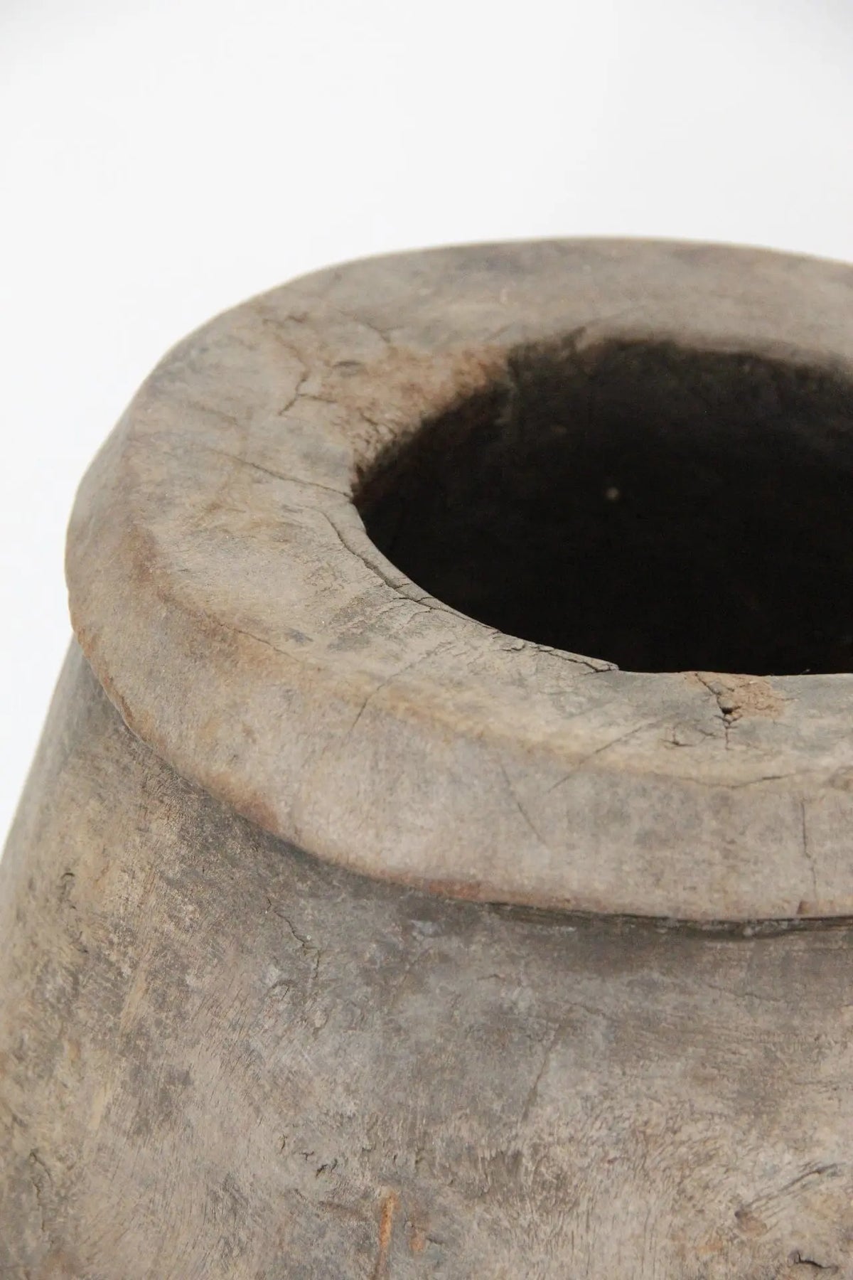 Antique Wooden Butter Churn | Large Carved Pot India | Debra Hall Lifestyle