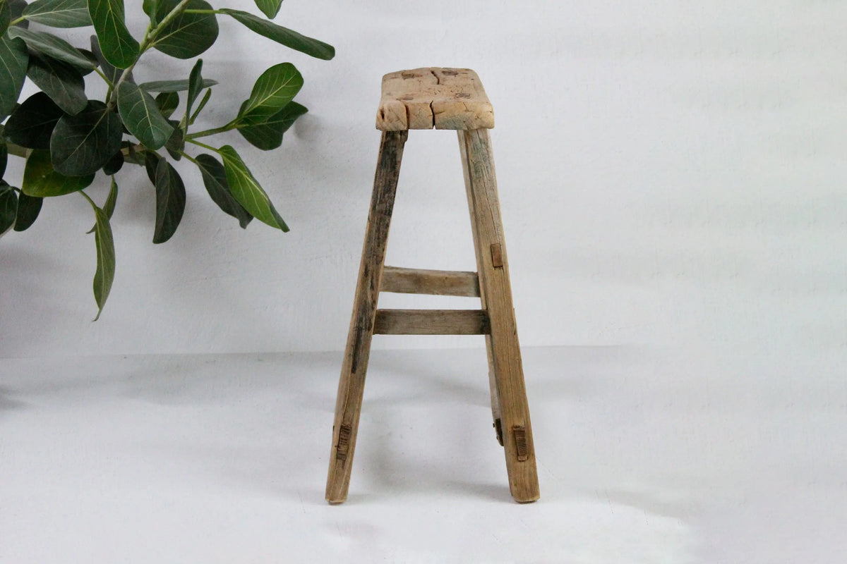 Wood Stool Vintage - Timeless Rustic Elm Side Table – Debra Hall Lifestyle